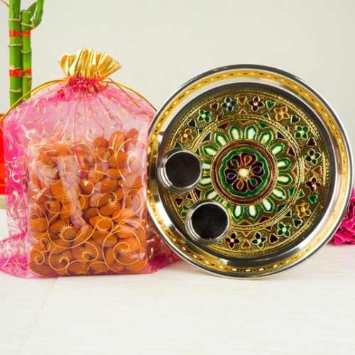 Pooja Thali with Mix Dry Fruits Combo | Gifts Delivery Australia